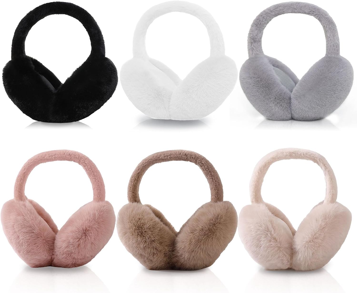 6 Pcs Winter Earmuffs for Women & Men, Foldable Fluffy Earmuffs Ear ...
