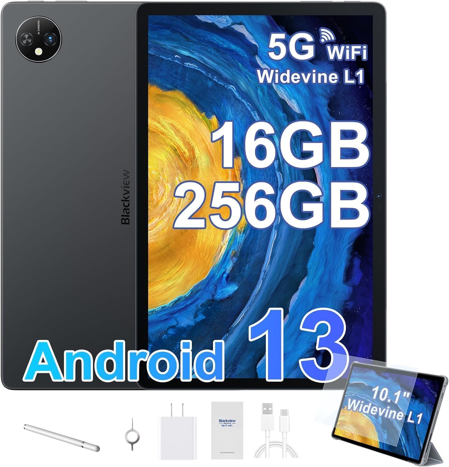 Blackview Android 13 Tablet Tab 10WiFi, 10.1 inch Tablet with 16GB ...
