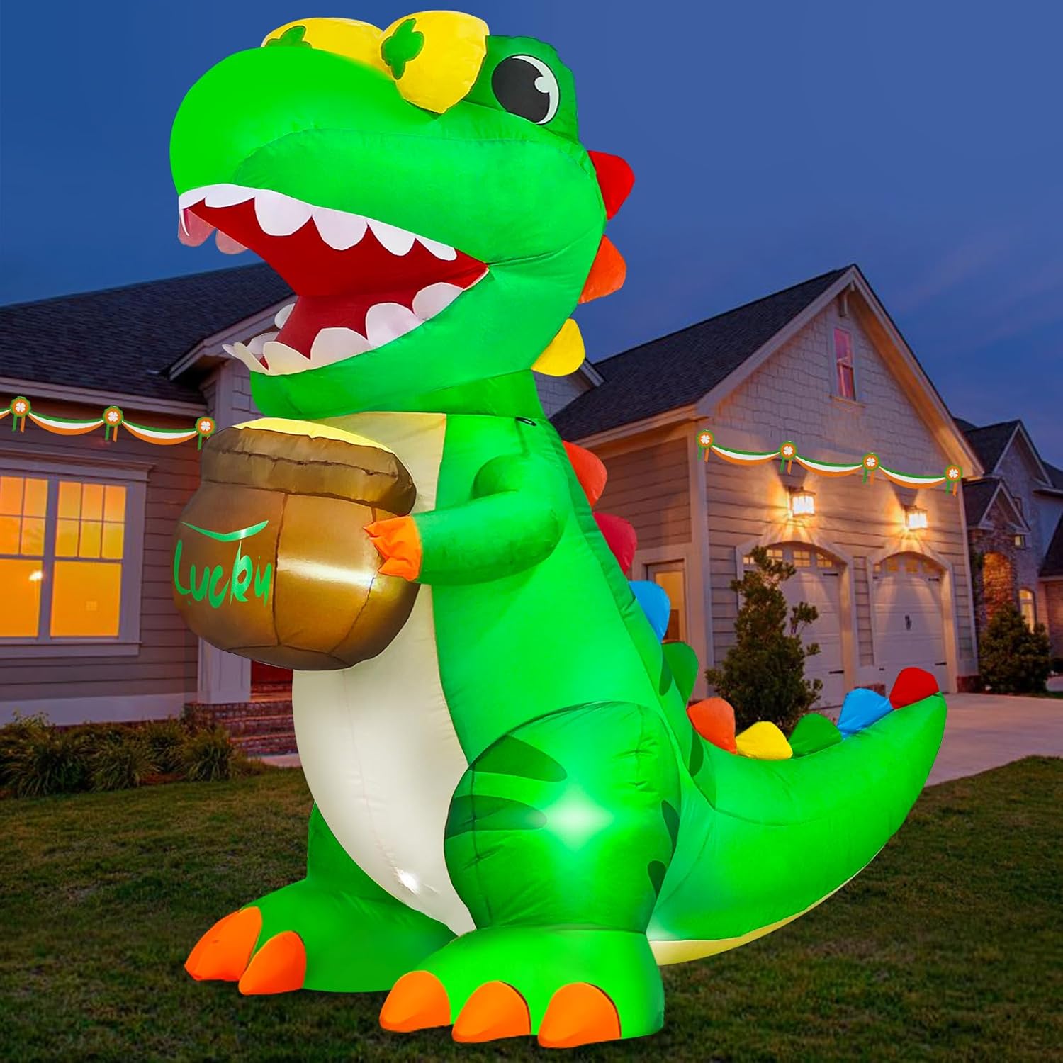 Amazon.com: MICOCAH 6 FT St. Patrick's Day Inflatable Dinosaur Outdoor ...