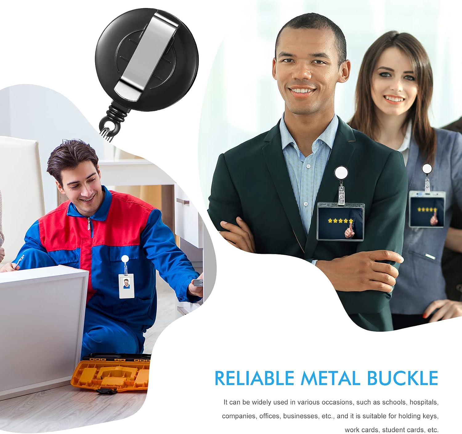 16 Pieces Sublimation Retractable Badge Reel Blank ID Badge Holder ...