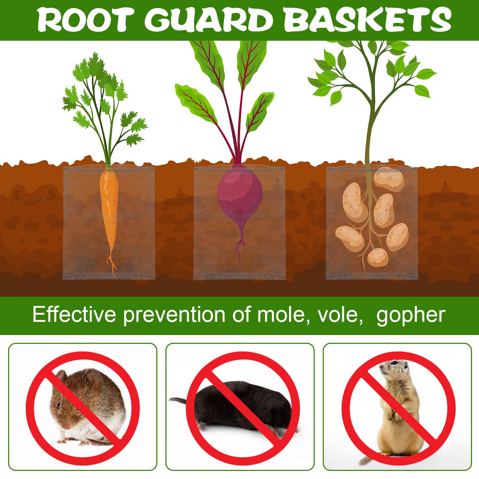 Snapklik.com : 50 Pcs 1 Gallon Gopher And Vole Wire Mesh Basket Bulk ...