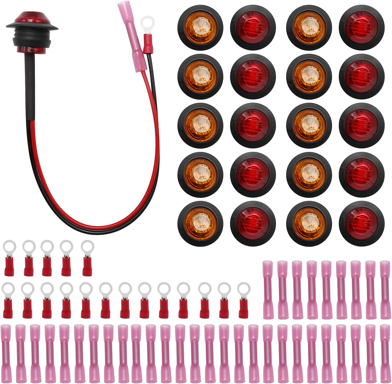20PCS 3/4 Inch Round LED Indicator Lights for Car Truck Van Trailer ...