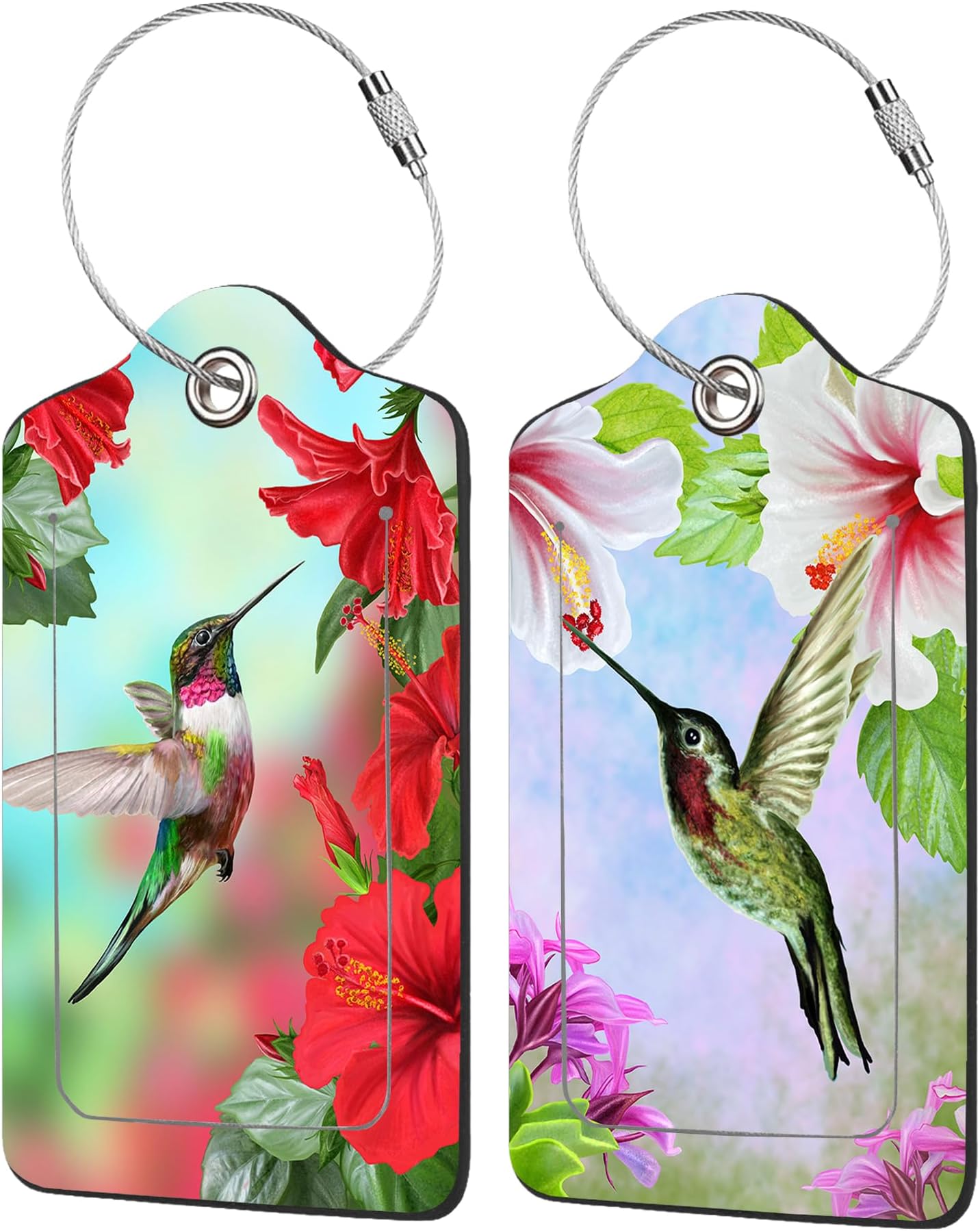 Amazon.com: EOBKLAX 2 Pack Hummingbird with Hibiscus Luggage Tags for ...