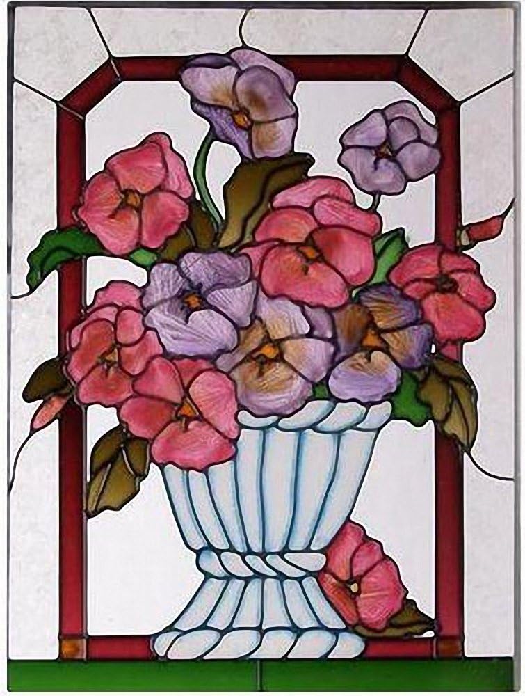 Amazon.com: Red Pansies Vertical Art Glass Panel 14 x 10 : Home & Kitchen