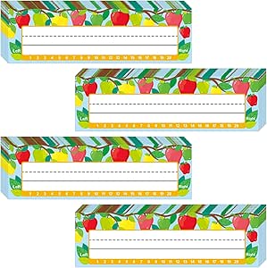 Amazon.com: 50 Pack Colorful Apple Nameplates for Student Desks Back to ...