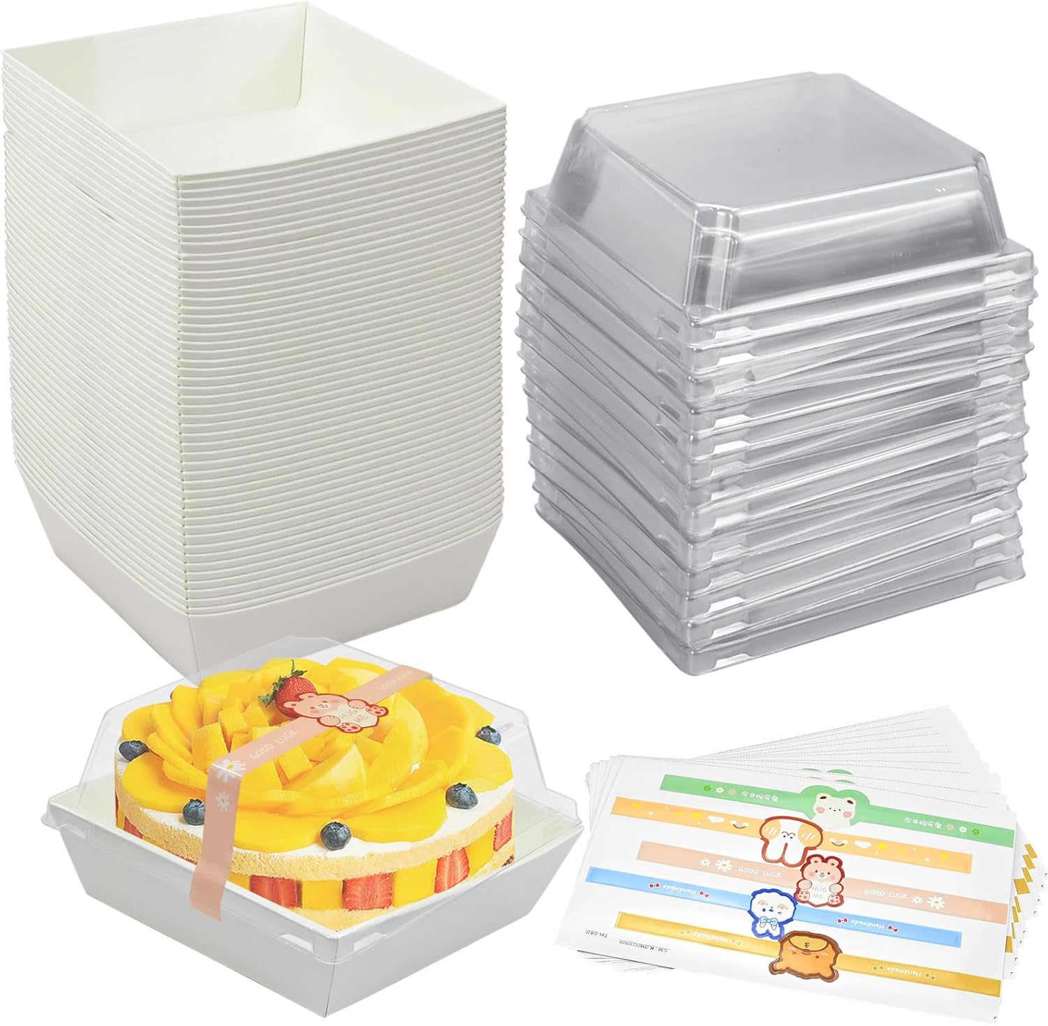 RAINPOP 50Pcs Cake Slice Boxes Individual with Clear Lids, Square ...