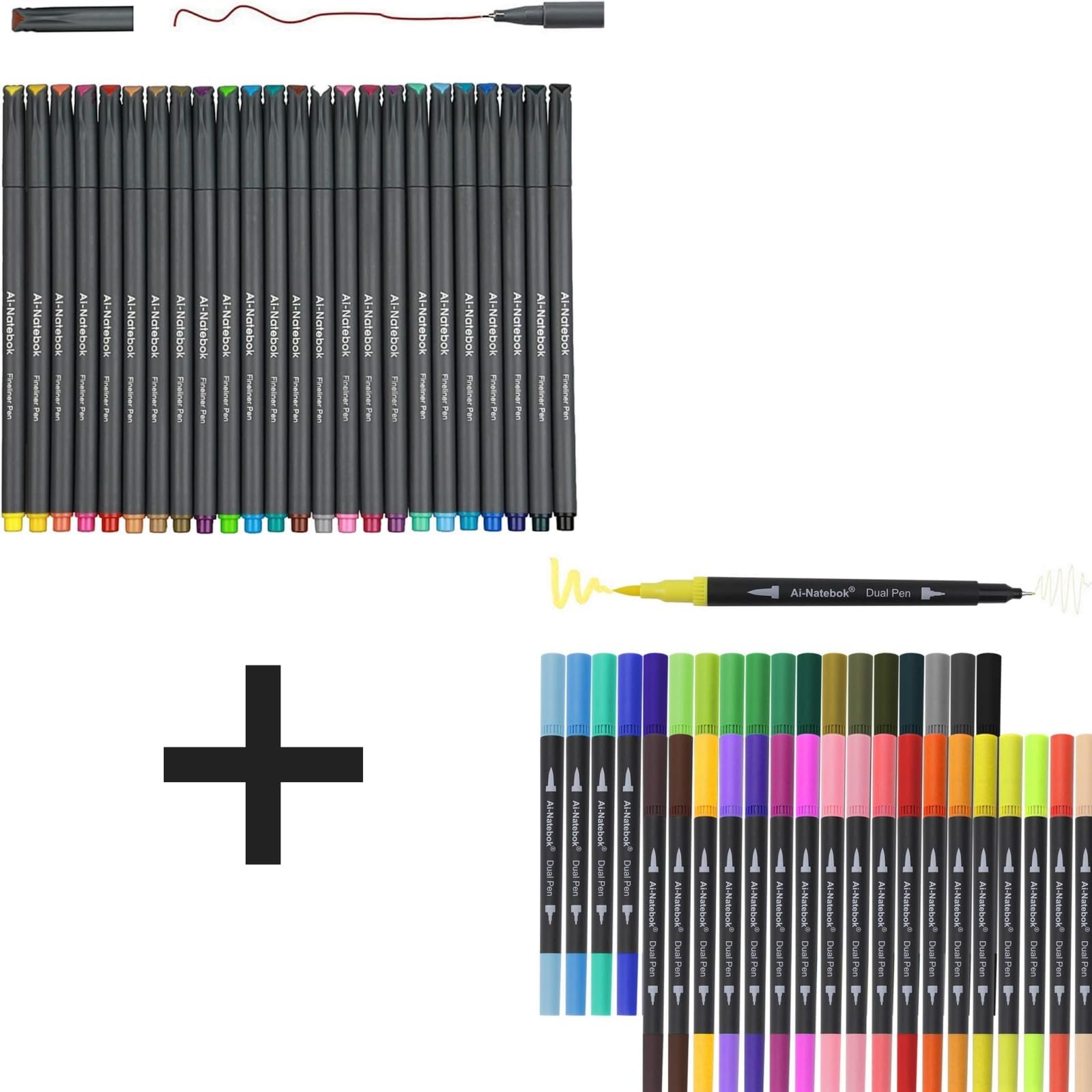 Amazon.com : ai-natebok Fineliner Color Pens Set, 0.38mm Fine Tip Pens+ ...