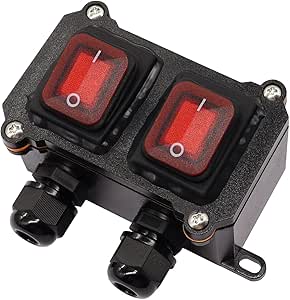 weideer 2 Gang Inline Cord Switch ON/OFF IP67 Waterproof 30A 24V/35A ...