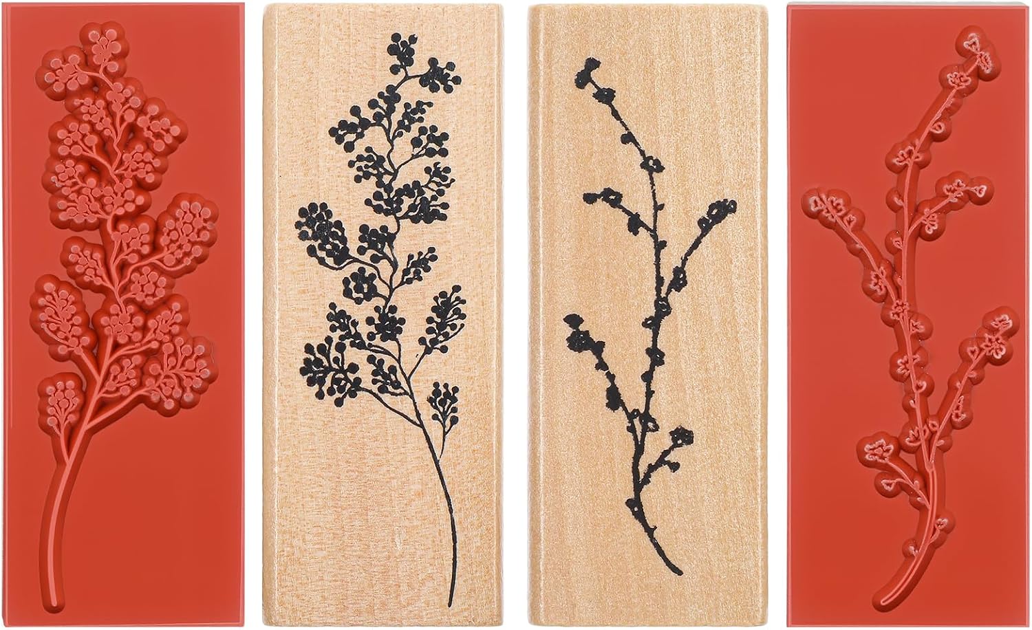 Amazon.com: Classicseali 2pcs Flower Stamp,Wooden Floral Stamp,Ink ...