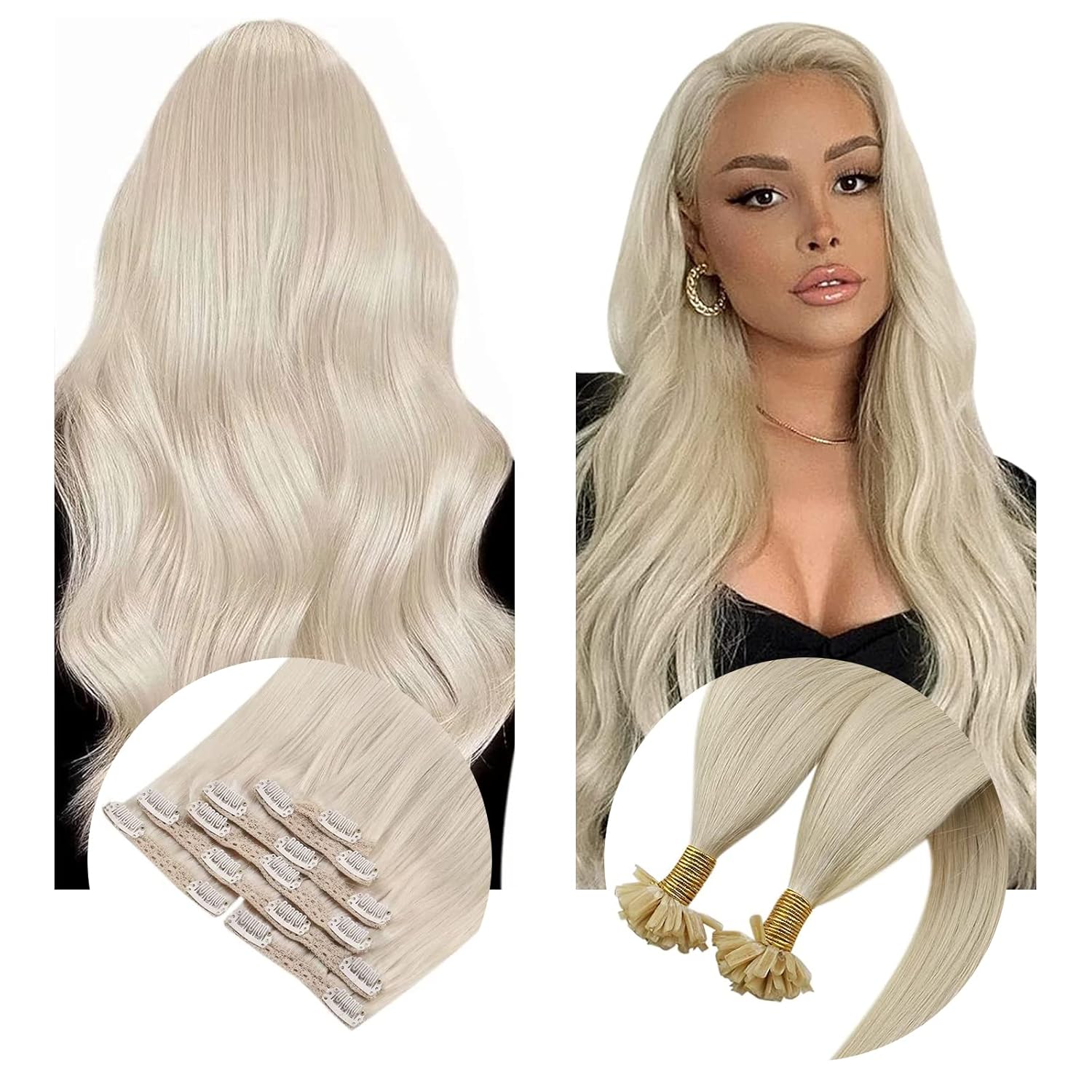 Amazon.com : Sunny Blonde Clip in Hair Extensions Real Human Hair Remy ...