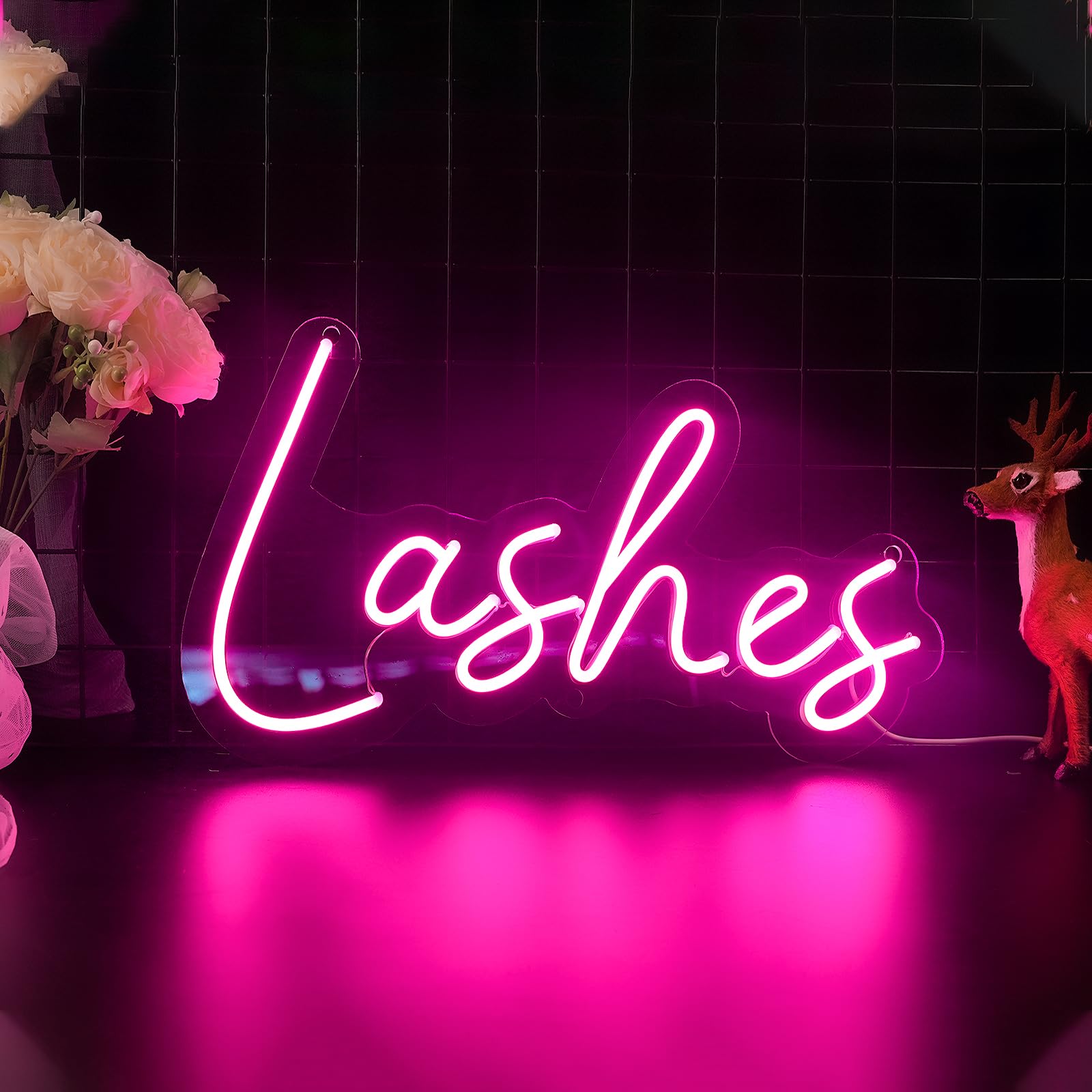 Amazon.com : KANAYA 16inch Lashes Neon Sign, Pink Lash Room Decor LED ...