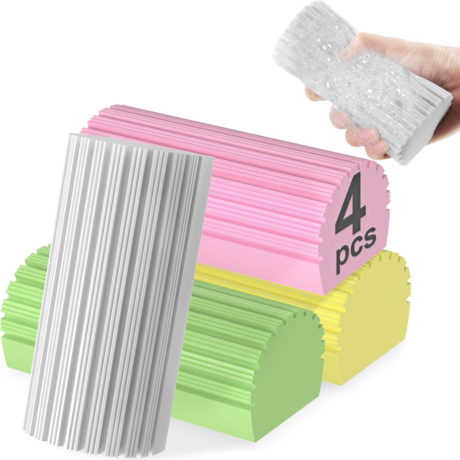 Amazon.com: Fikoksol 4pcs Damp Dusting Sponge Duster, Household Clean ...