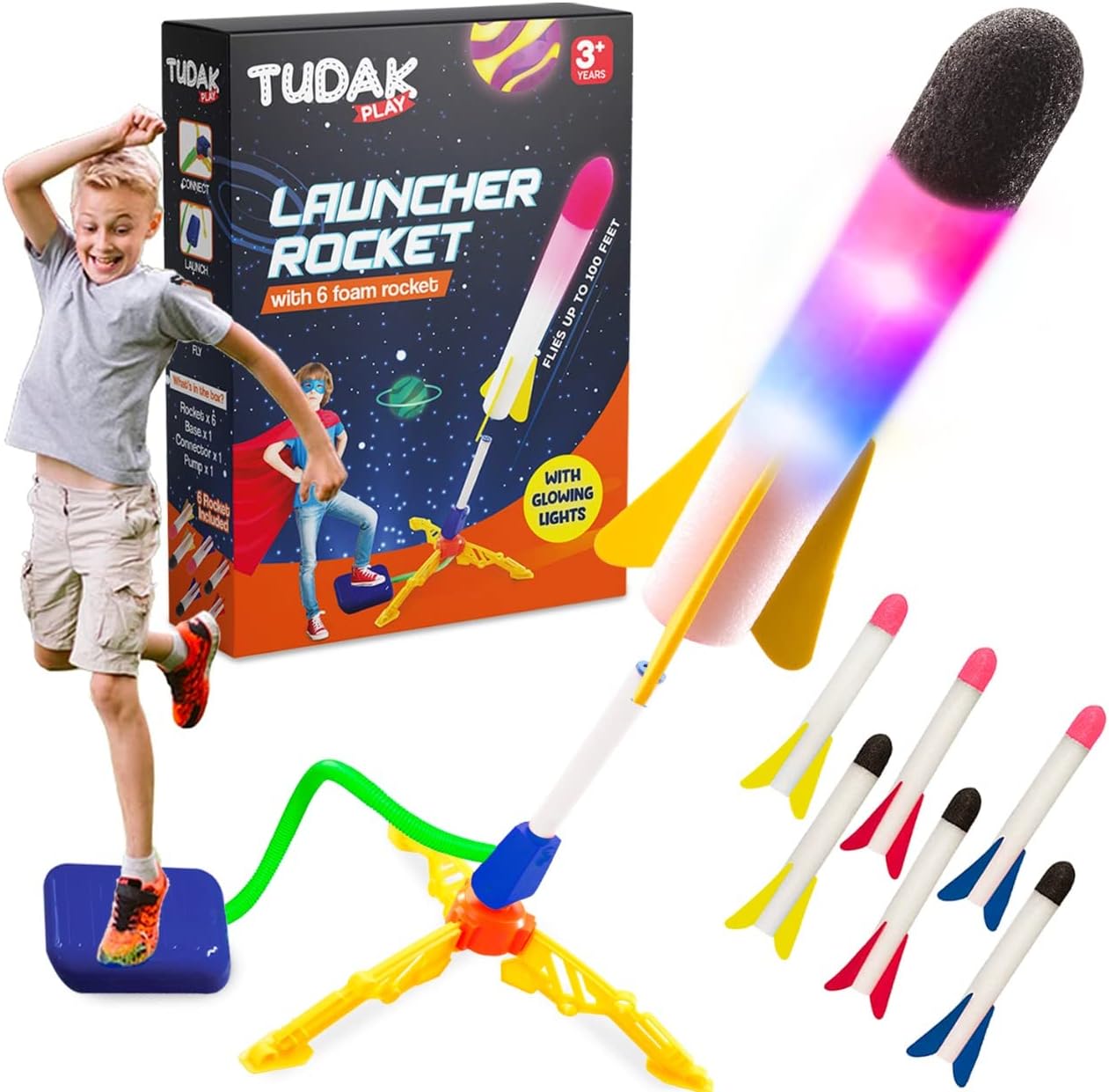 Light Up Toy Rocket Launcher for Kids | Shoots Up to Australia | Ubuy