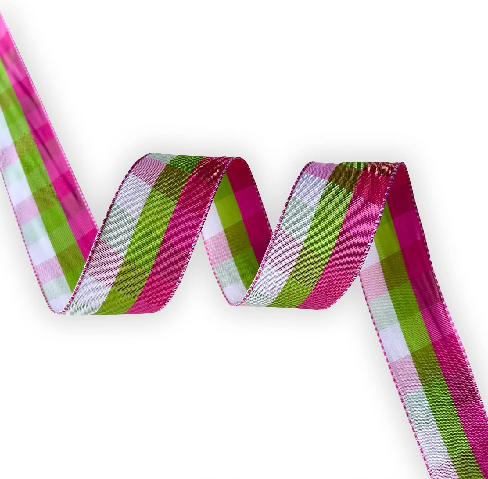 Amazon.com: Easter Plaid Fabric Ribbon Spring Gingham Ribbon Checkered ...