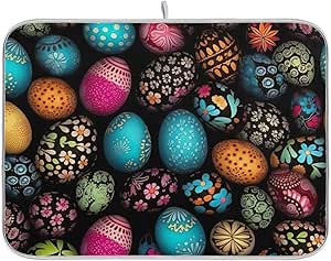 Amazon.com: Easter Eggs Dish Drying Mat 18x24 inch,Large Dishes Drying ...