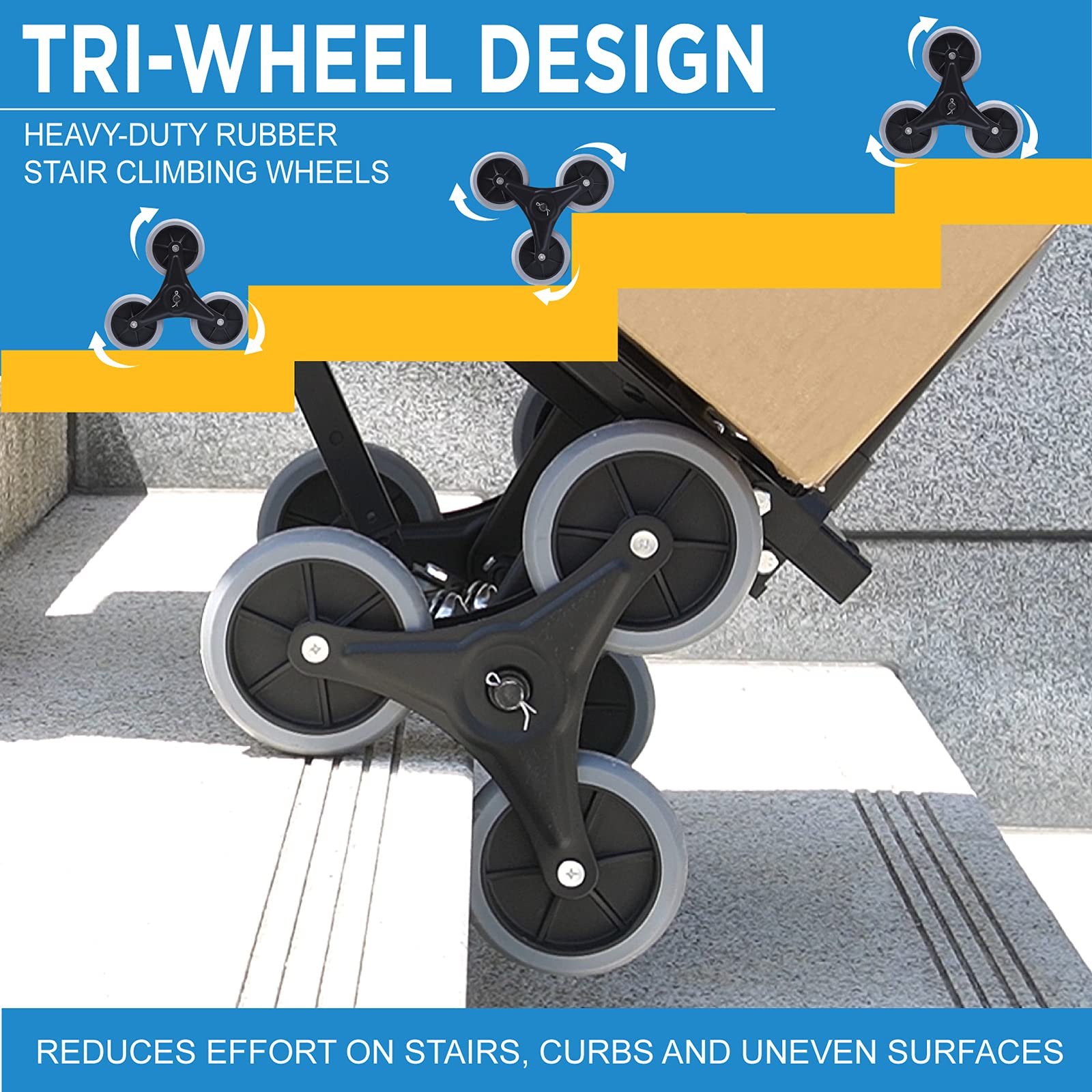 Snapklik.com : LEADALLWAY Stair Climbing Cart Heavy Duty 330lb Capacity ...