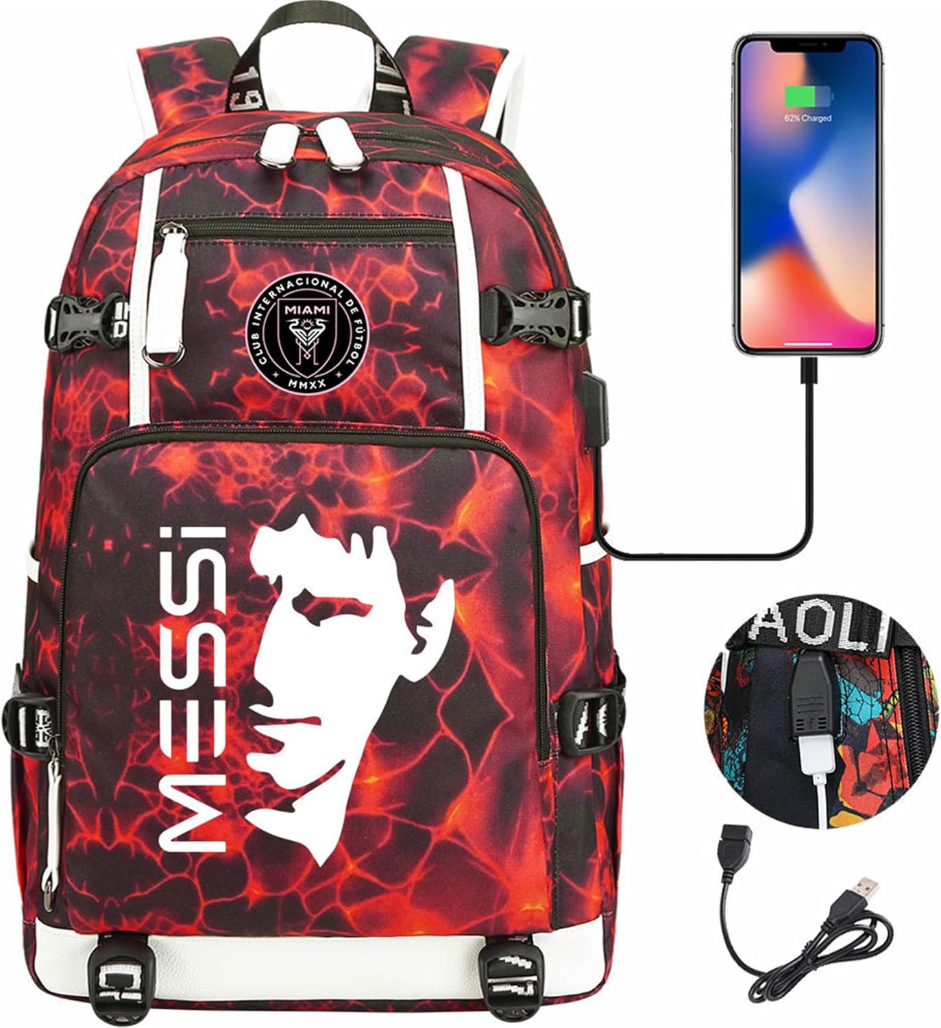 Amazon.com | TanMoo Messi Graphic Daily Book Bag Multifunction Laptop ...