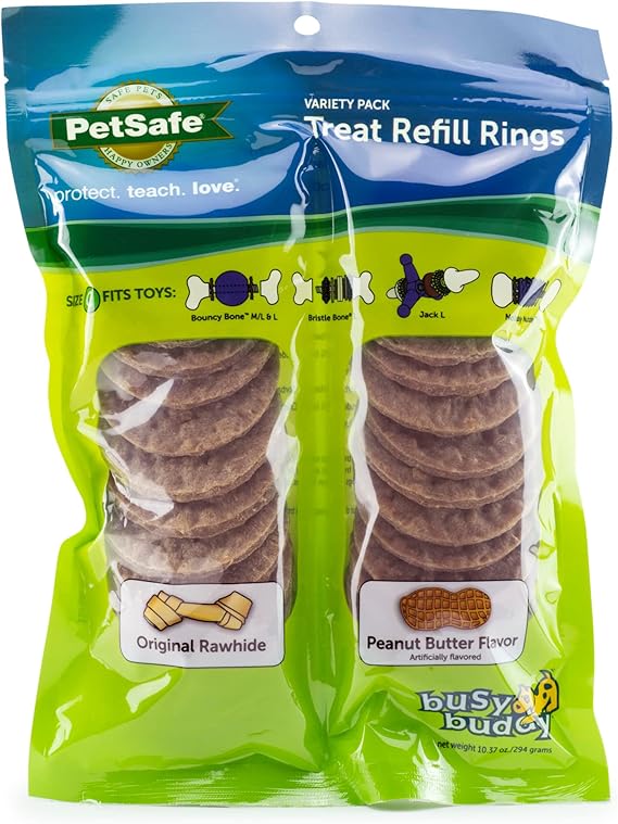 Pet Supplies : PetSafe Busy Buddy Natural Rawhide Rings - Long-Lasting ...