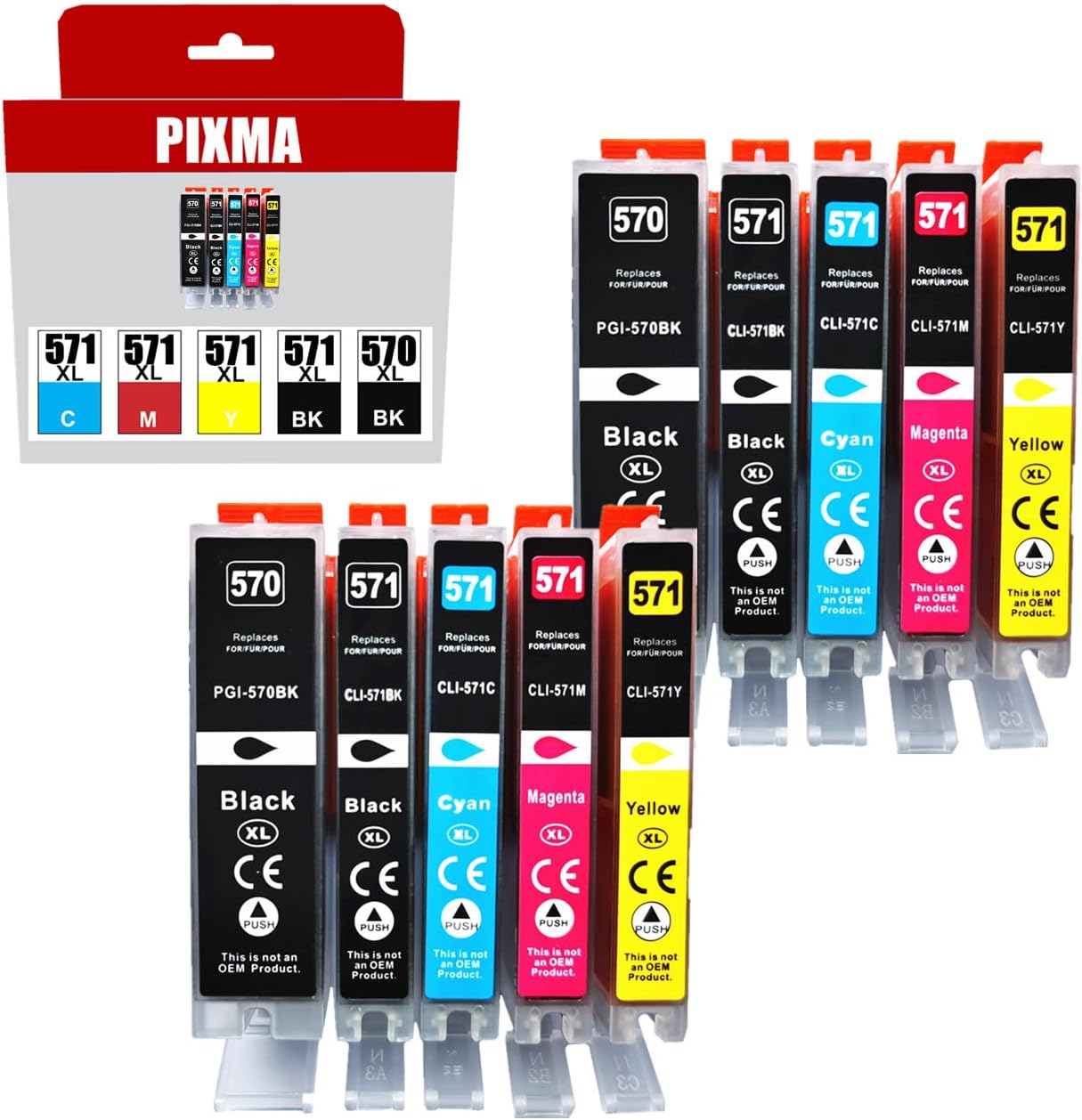 Amazon.com: Colorink PGI-570XL CLI-571XL Ink Cartridge 5 Pack ...