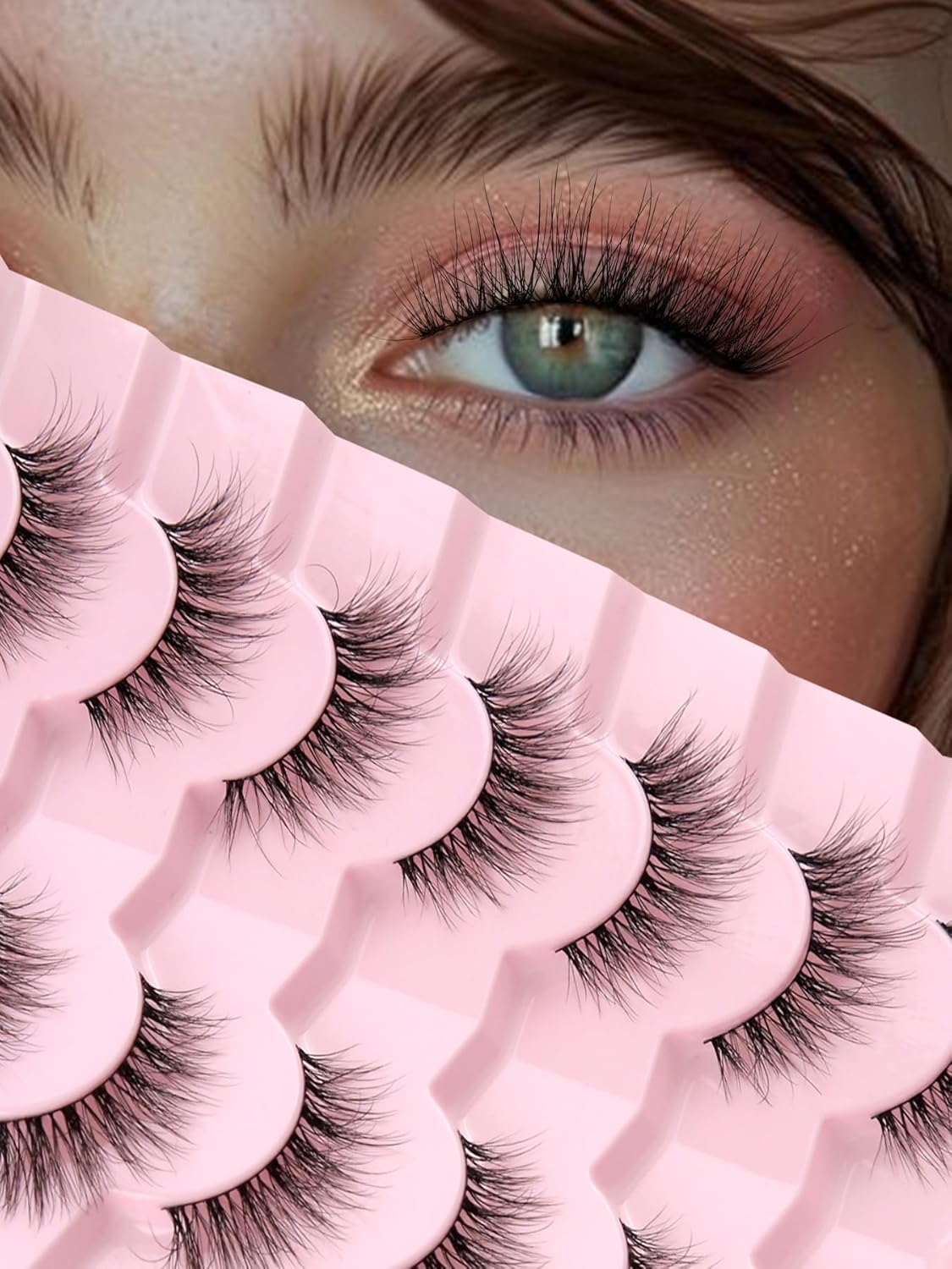 Amazon.com: Natural Cat Eye Lashes Wispy Eyelashes 14mm Lightweight ...