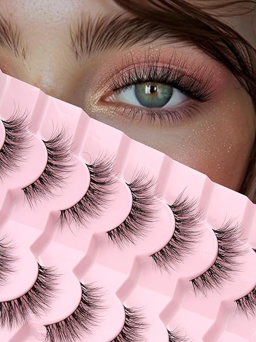 Amazon.com: Natural Cat Eye Lashes Wispy Eyelashes 14mm Lightweight ...