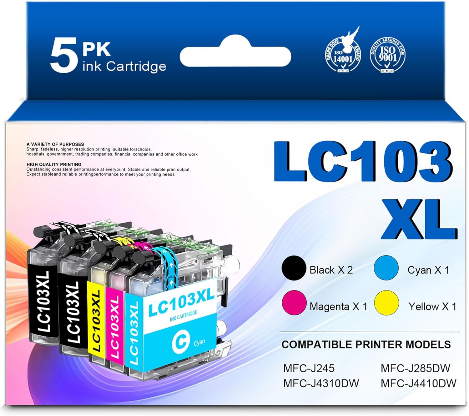 Amazon.com: WINDLEAO LC103XL High Yield Ink Cartridge (2Black 1Cyan ...