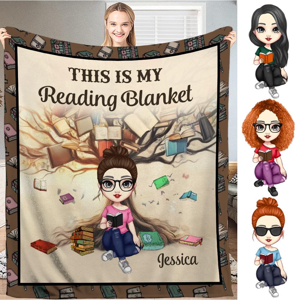Amazon.com: ONPRINTS Personalized This is My Reading Blanket - Book ...