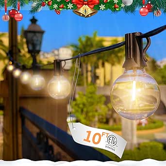 10FT LED Outdoor String Lights - Waterproof Patio Lights Shatterproof ...