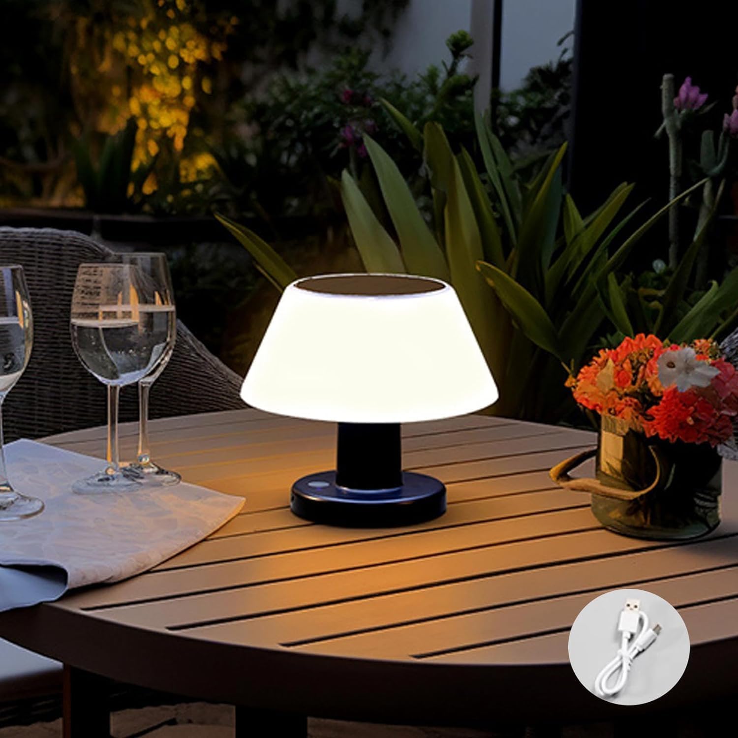 Solar Outdoor Table Lamp,Portable Outdoor LED Cordless Lamps with 4 ...