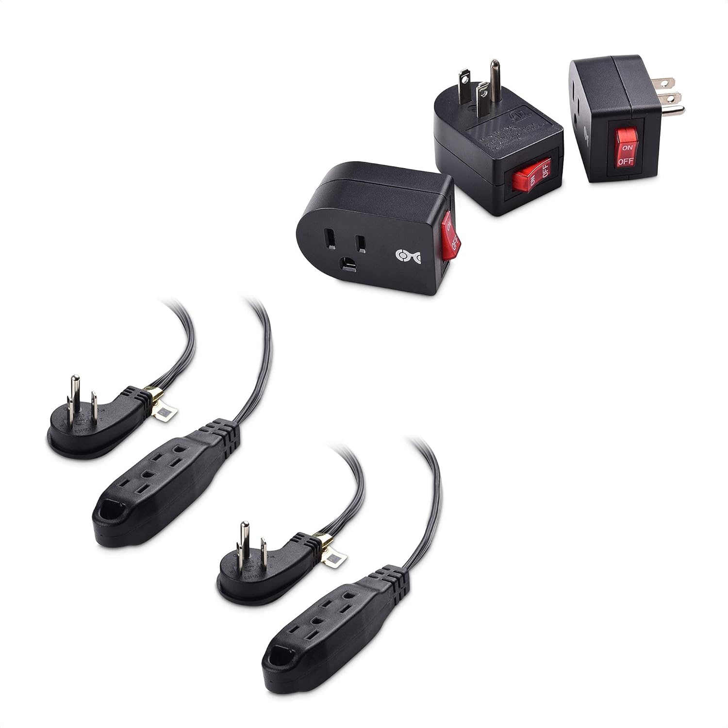 Cable Matters 3-Pack Single Grounded Outlet with ON Off Switch & 2-Pack ...