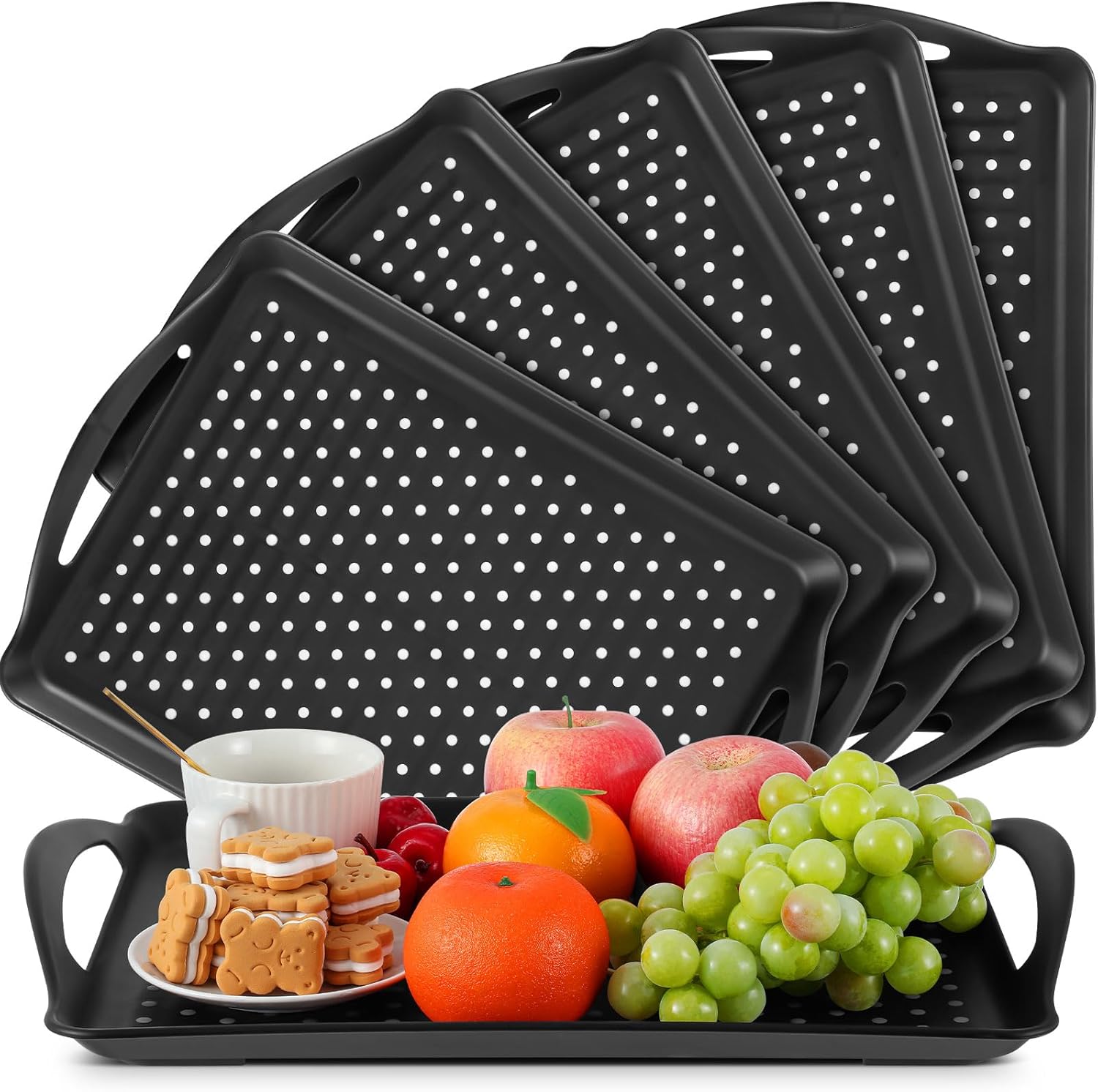 Amazon.com: Uiifan 6 Pcs Non Slip Serving Tray with Handles 16.8 x 11.6 ...