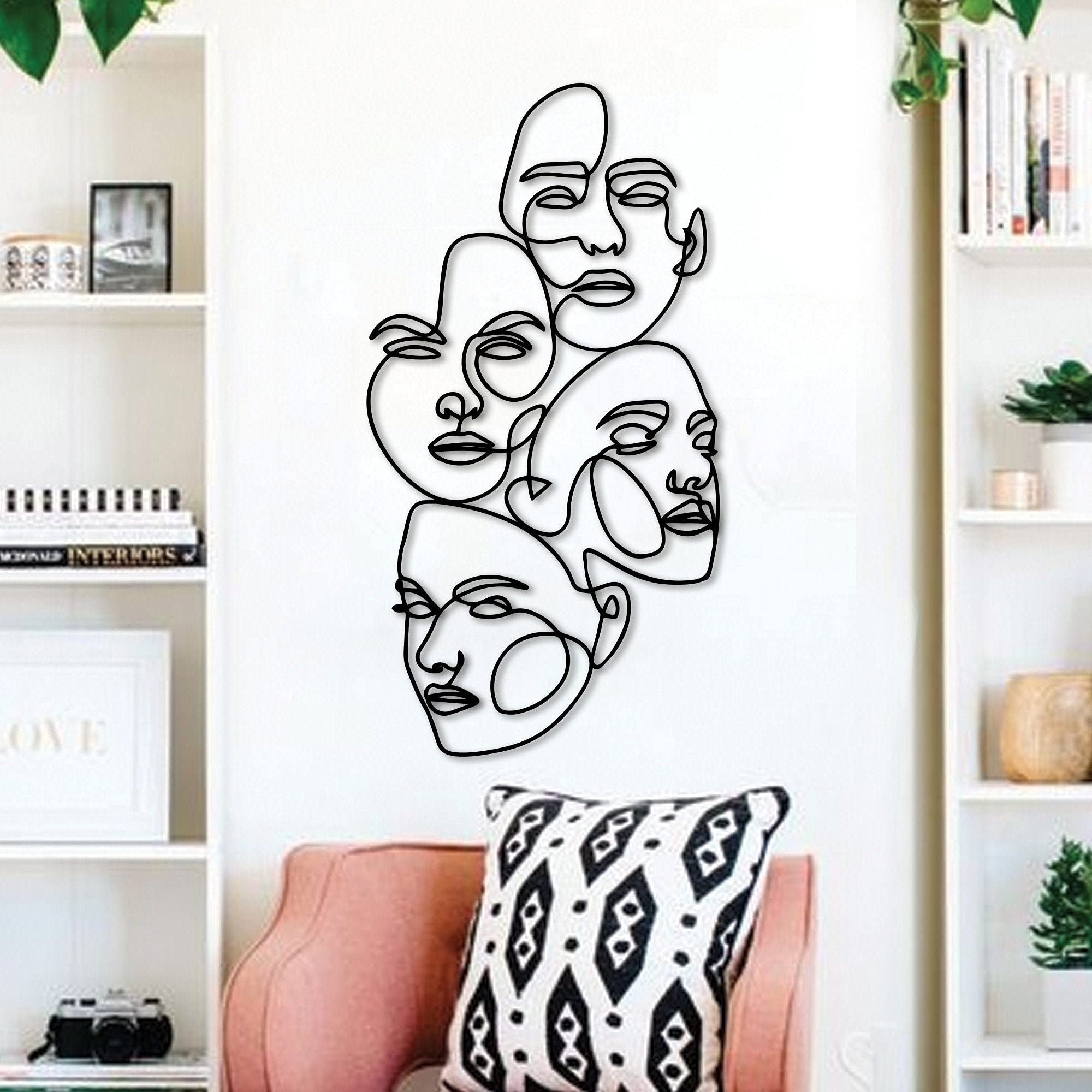 Buy Women Faces line art, Woman Line Art Metal Wall Art, Metal Wall ...