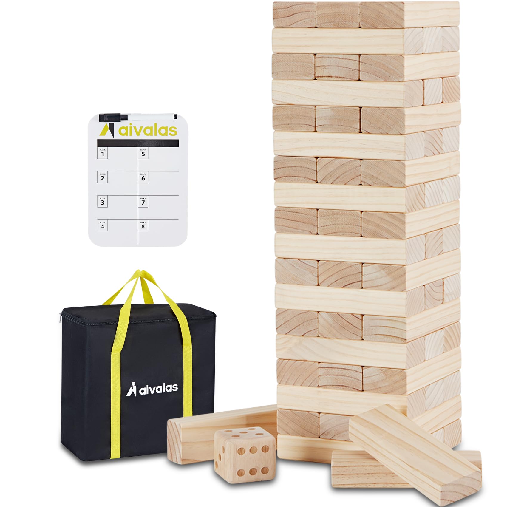 Amazon.com: Aivalas X-Large Size Giant Tumble Tower, 60 Blocks Outdoor ...