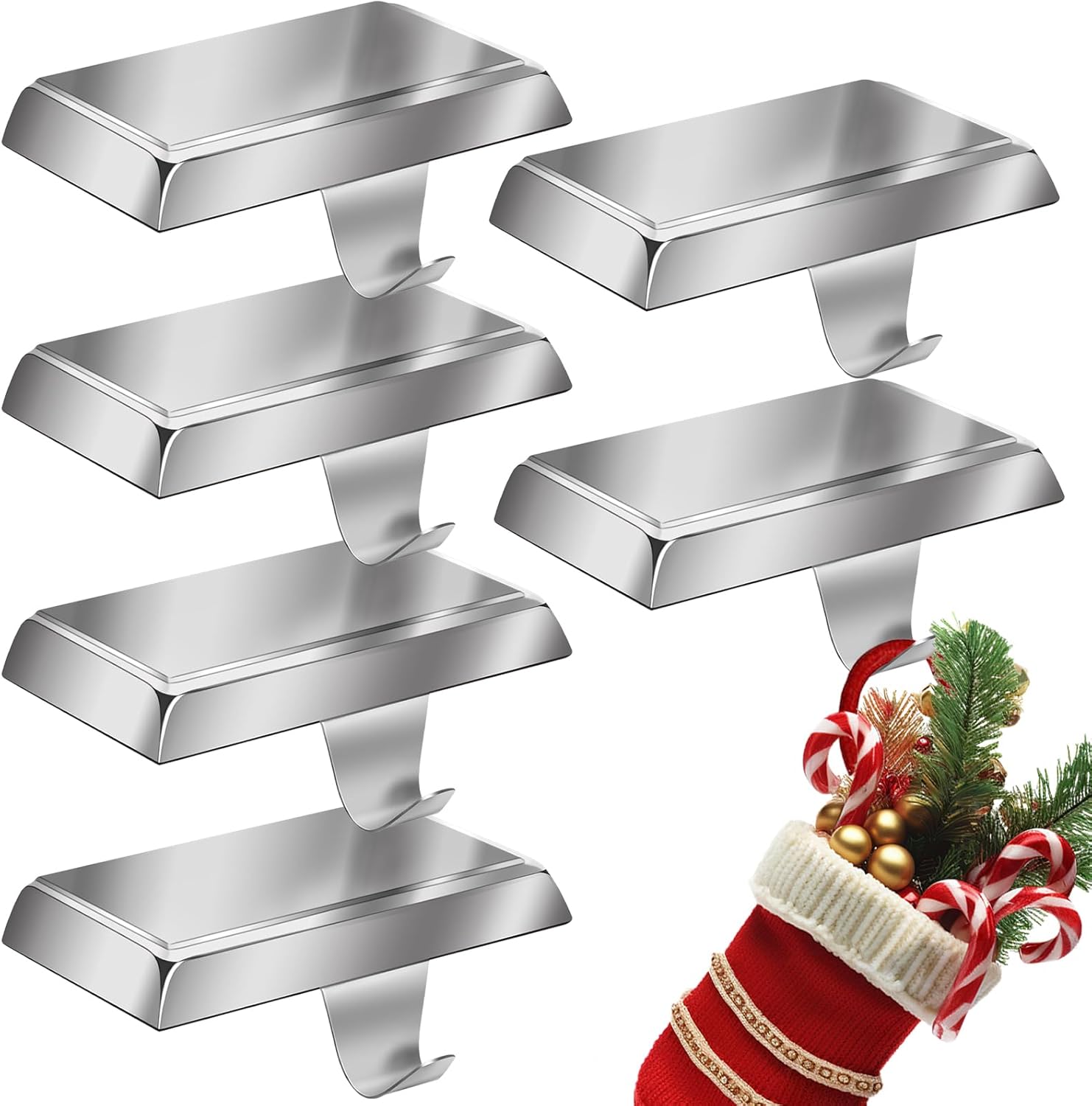 Amazon.com: Liengoron Christmas Stocking Holders for Mantle Set of 6 ...