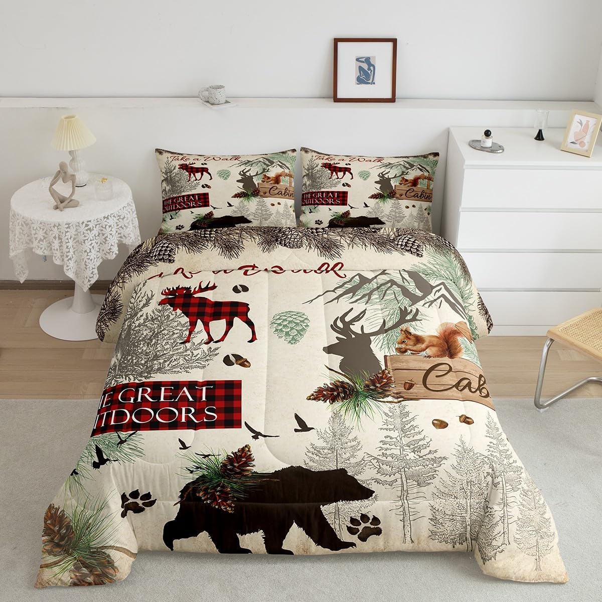 Juego de ropa de cama de animales del bosque, juego de edredón de ...