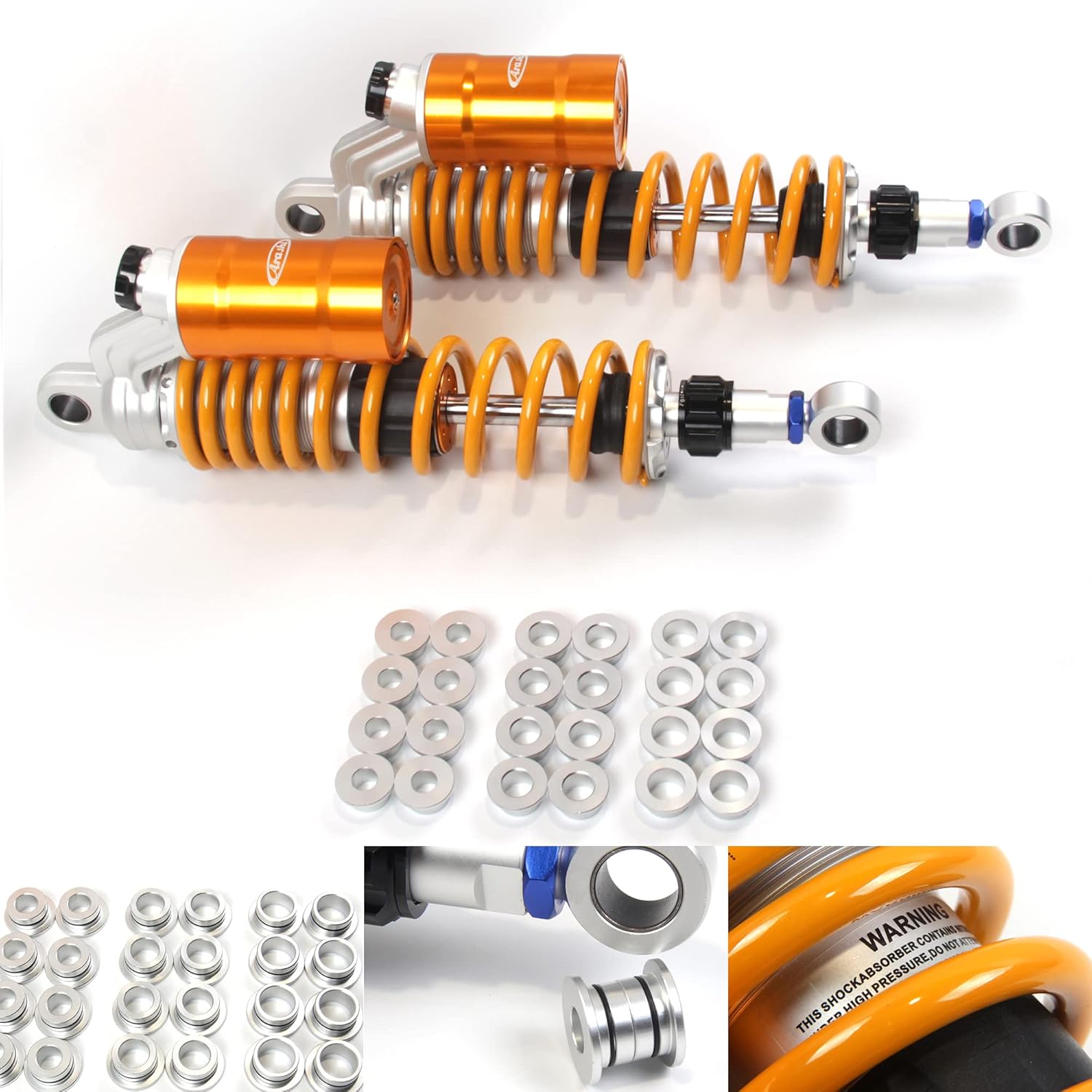 Amazon.com: 360mm /14" Adjustable Rear Shocks Absorbers Suspensions ...