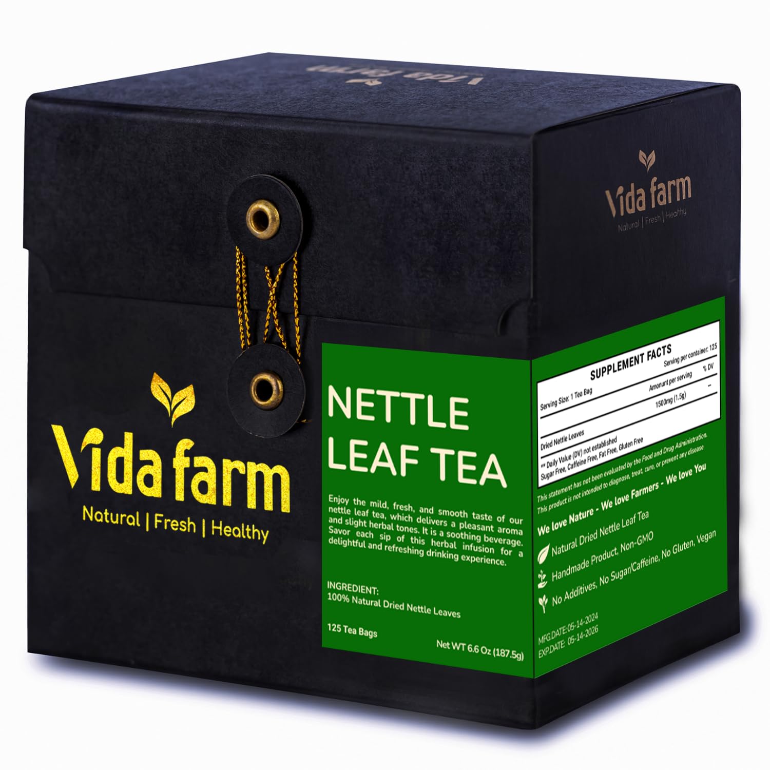 Amazon.com : VIDA FARM 125 Nettle Tea Bags, 100% Natural Nettle Leaf ...