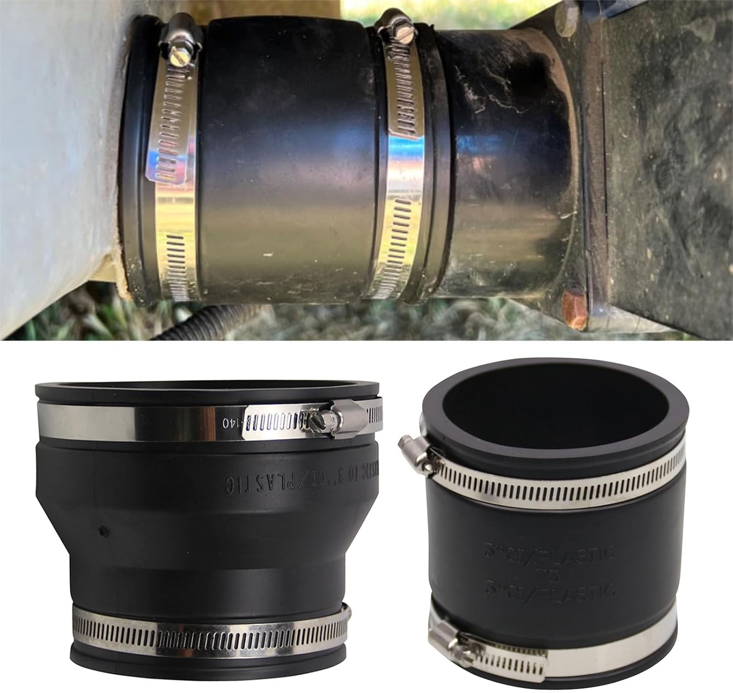 Amazon.com: Frtcaty 4" to 3" Black PVC Reducer Coupler & 3" to 3" Black ...