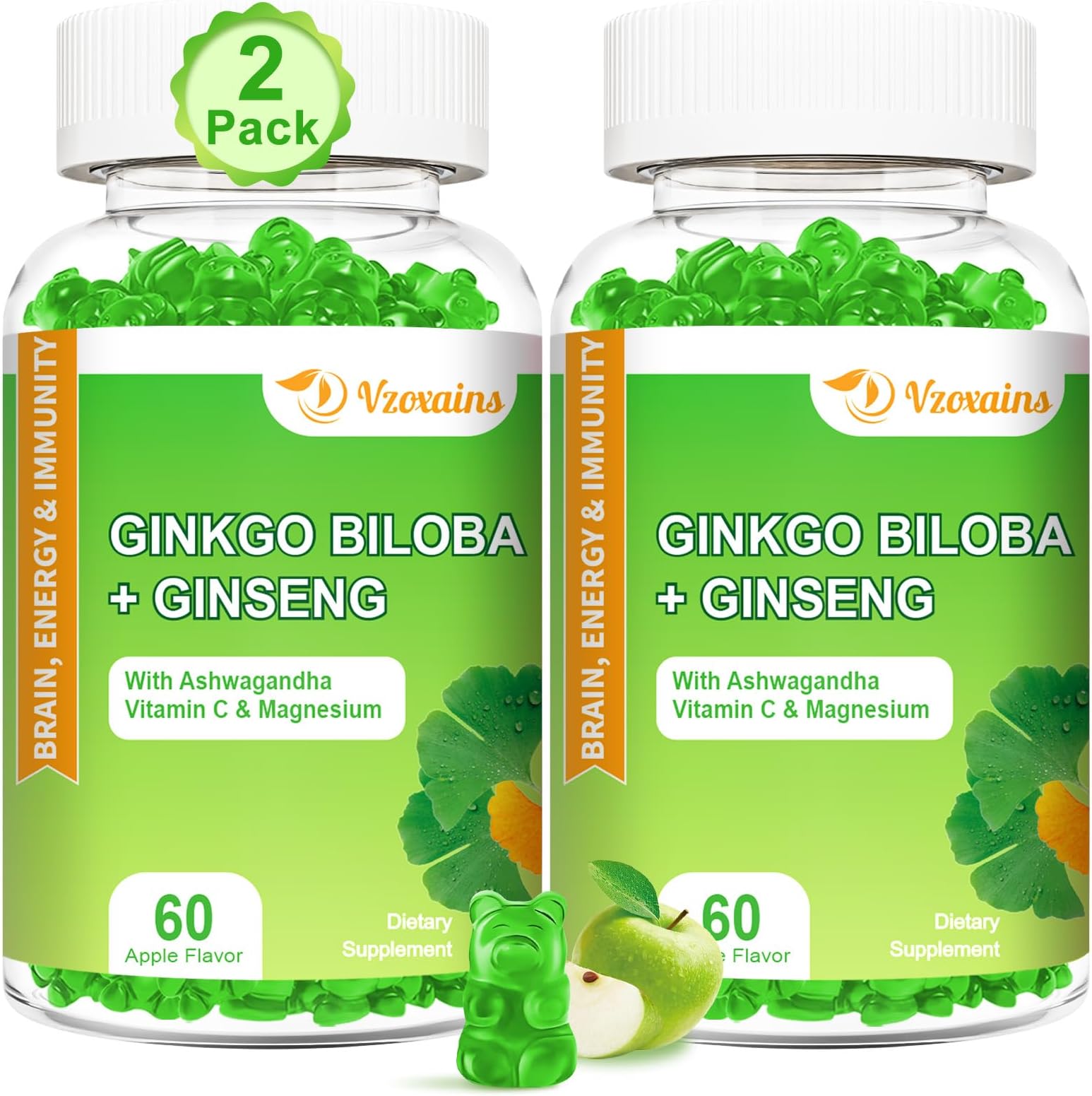 Amazon.com: VZOXAINS Ginkgo Biloba Gummies with Ginseng and Magnesium ...