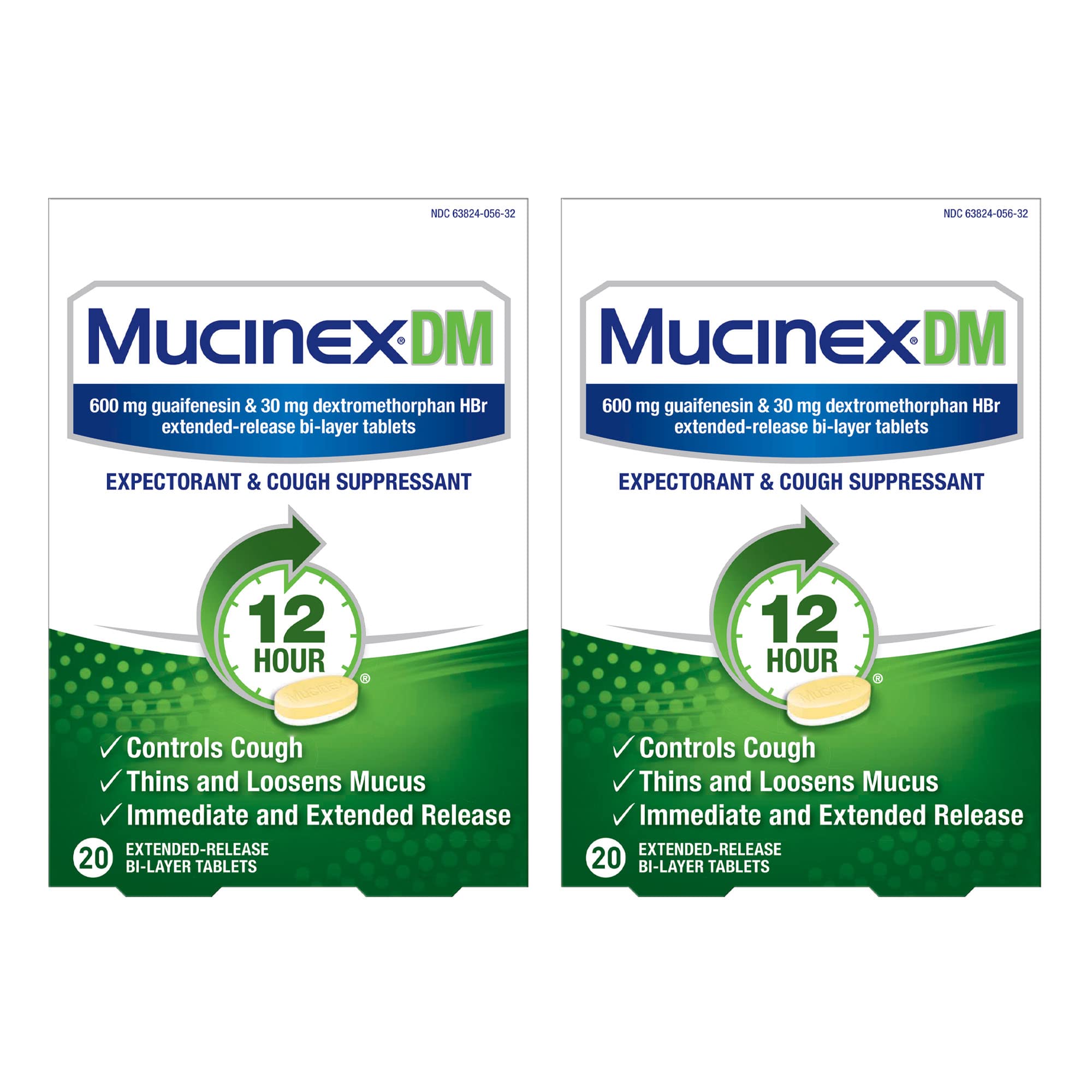 Buy Mucinex DM 12 Hr Expectorant & Suppressant s, 20ct (Pack of 2 ...