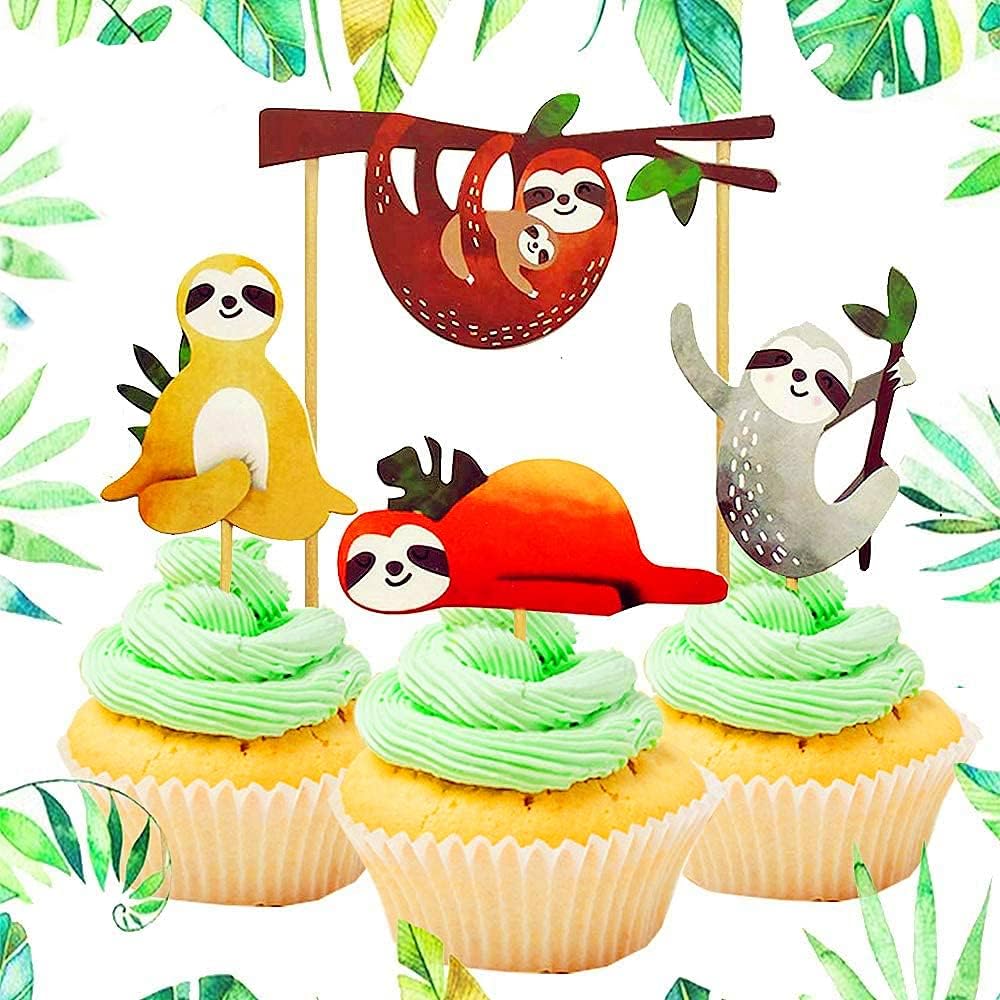 Amazon.com: JeVenis 32 Pcs Sloth Cupcake Toppers Sloth Cake Decoration ...