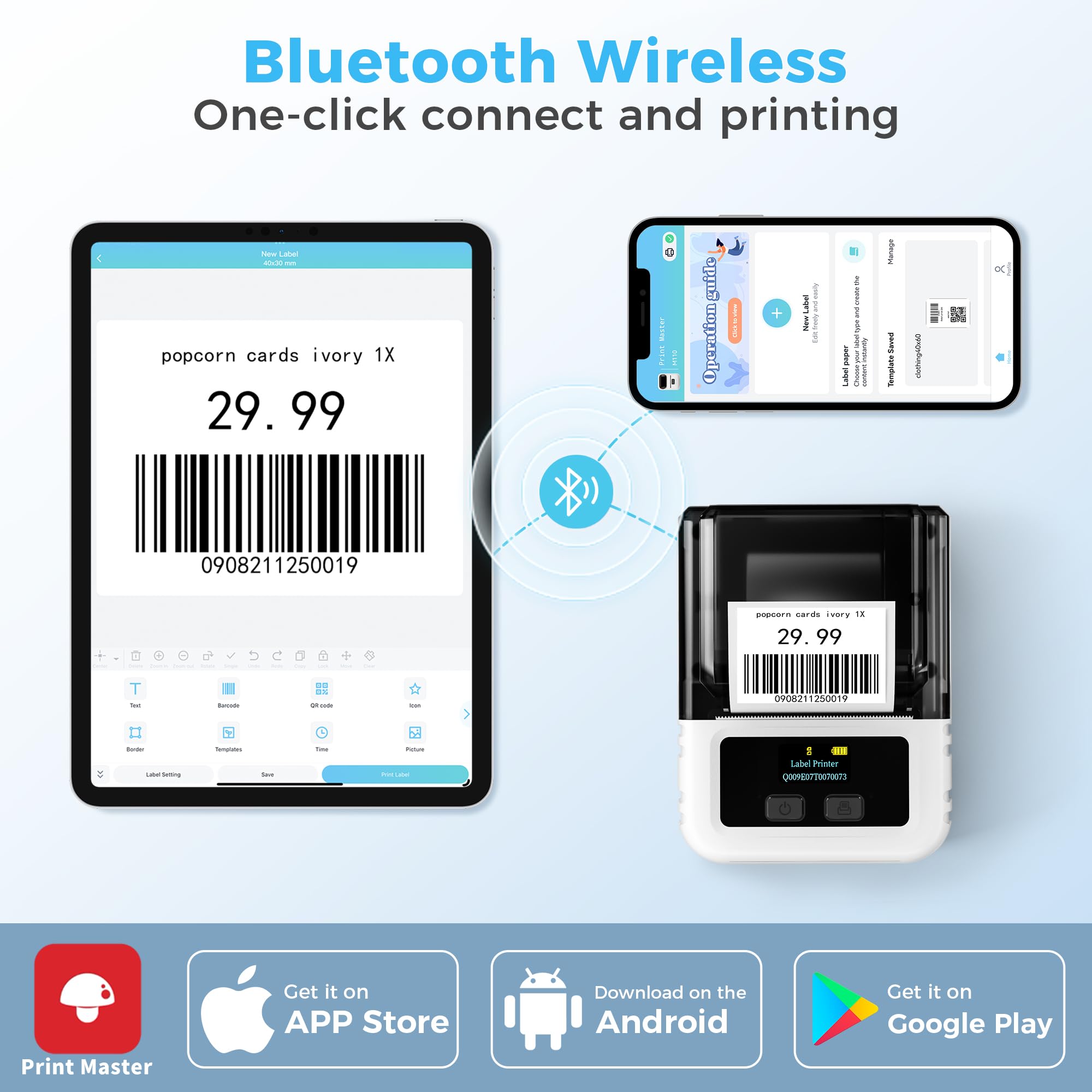 Snapklik.com : Phomemo M120 Label Maker, Barcode Label Printer, Mini Portable Wireless Bluetooth ...
