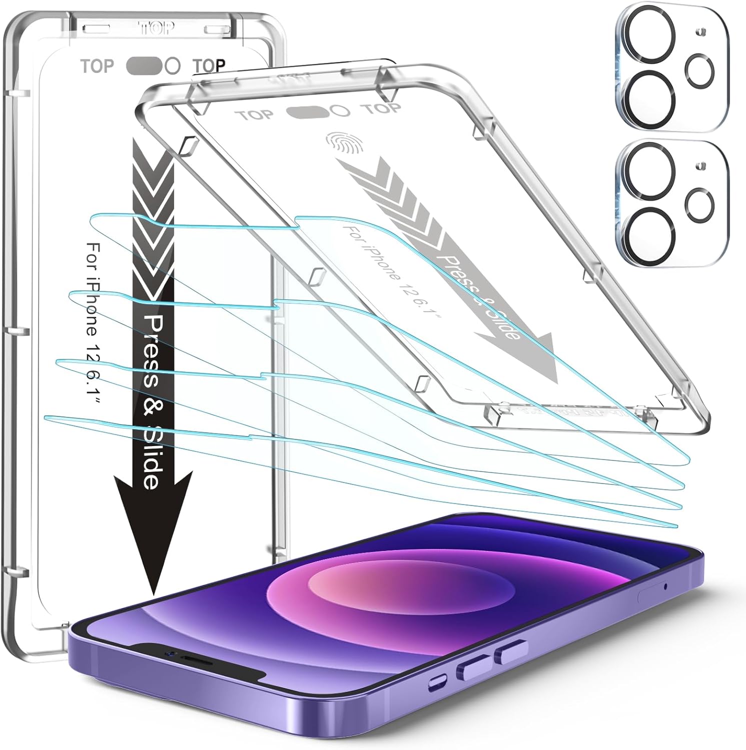 Amazon.com: EZ-GLAZ-4 Pack for iPhone 12 Screen Protector[6.1"] With 2 ...