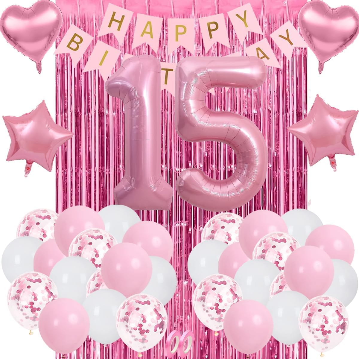 Amazon.com: Sweet 15 Party Decorations Pink, 15th Birthday Decorations ...