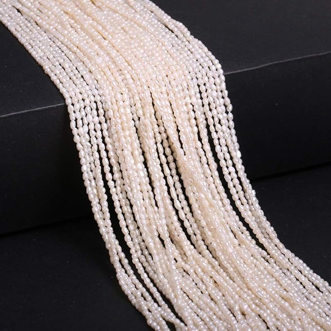 Amazon.com: Fine Natural Freshwater Pearl Beads Rice Shape Hole Beads ...