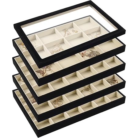 Amazon.com: Glenor Co Earring Organizer Tray - 4 Stackable Trays with ...