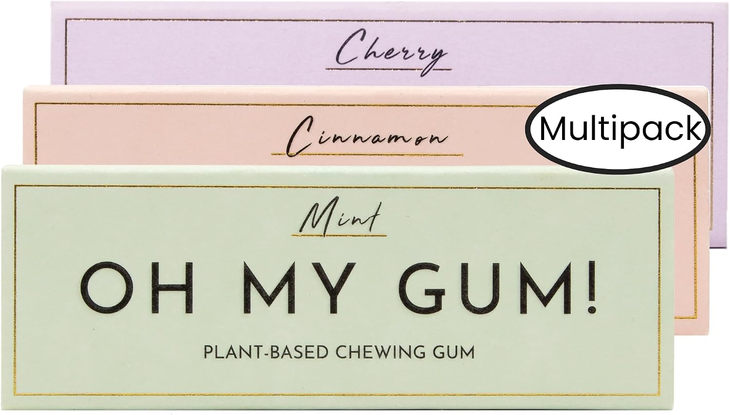 OH MY GUM! Natural Chewing Gum Multipack with Cherry, Mint, & Cinnamon ...