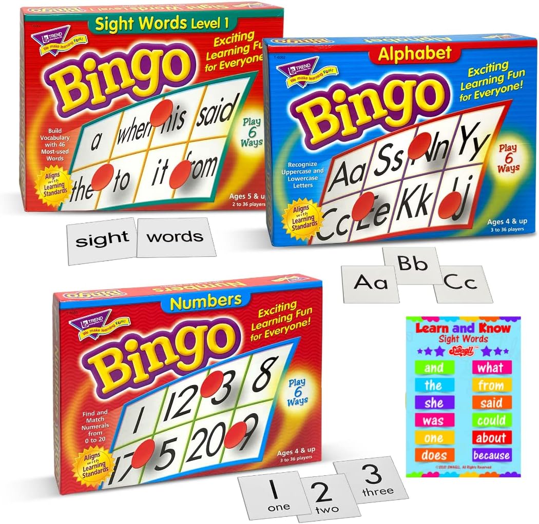 Amazon.com: TREND ENTERPRISES Bingo Educational Learning Games for Kids ...