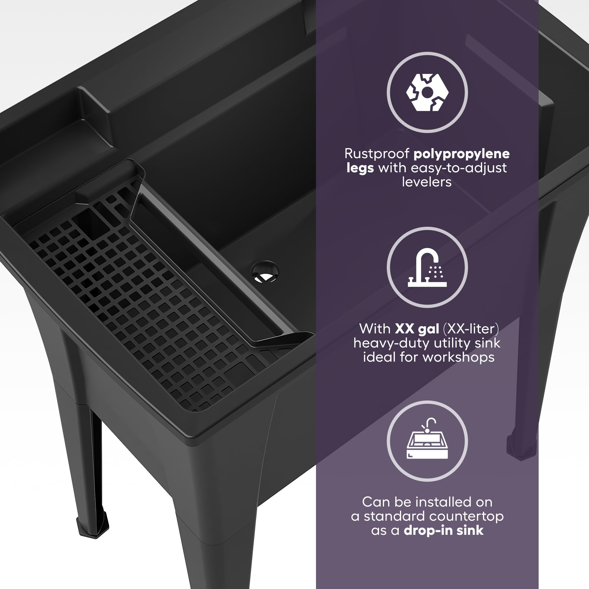 Utility Sink with Two-Handle Chrome plastic Faucet â€“ 32â€? Utility ...