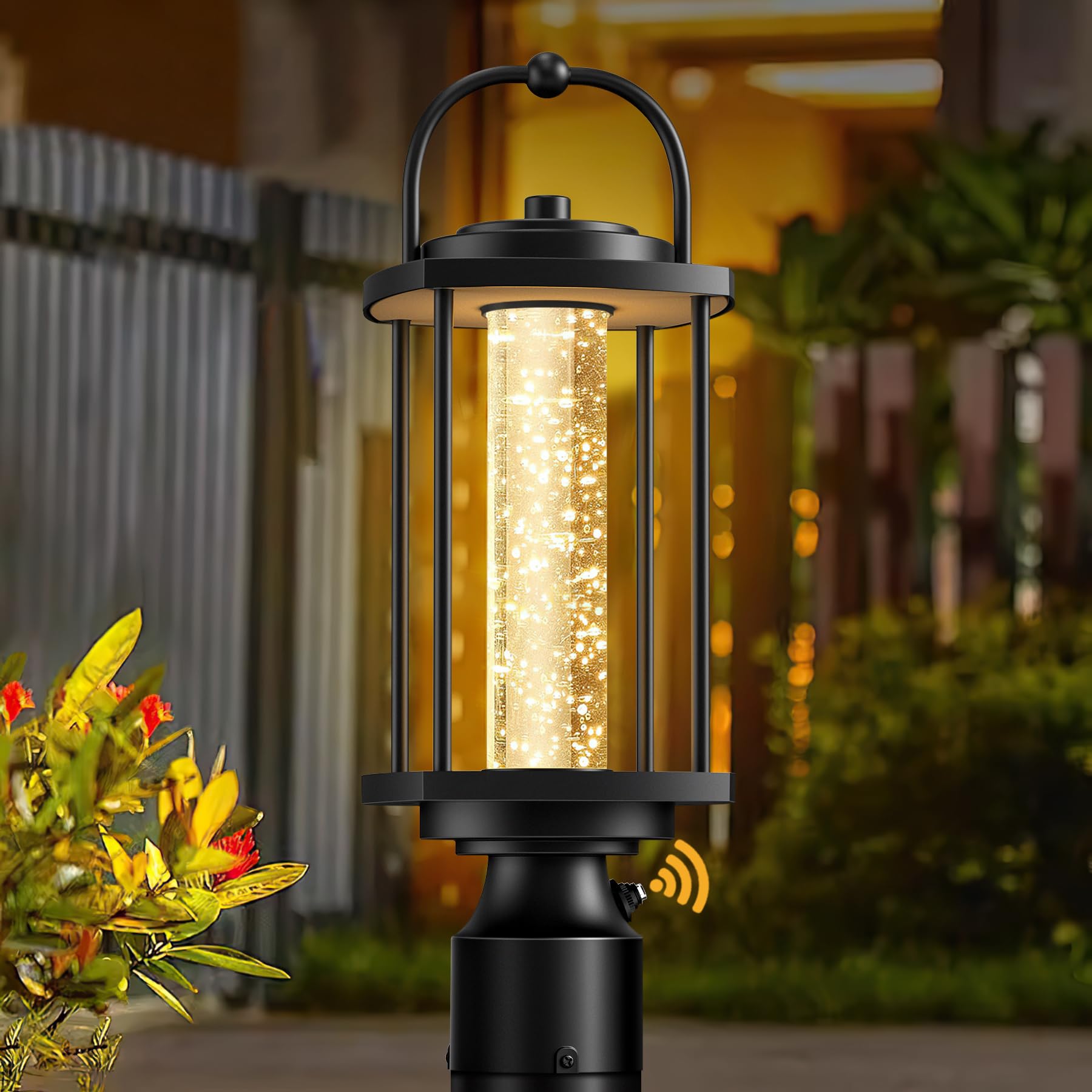 APOTO Dusk to Dawn Outdoor Post Lights, LED Waterproof Lamp Post Light ...